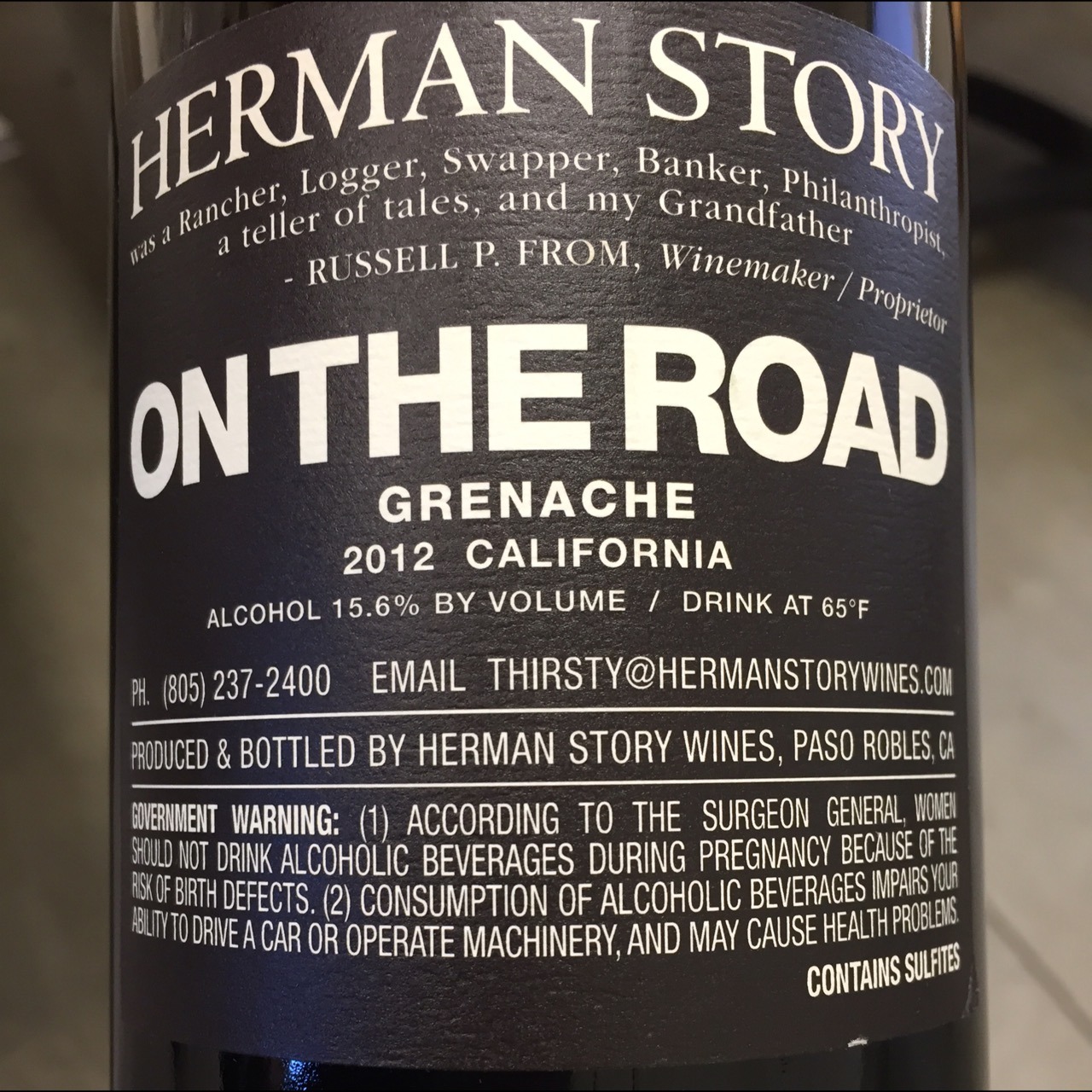 Herman Story On The Road Grenache