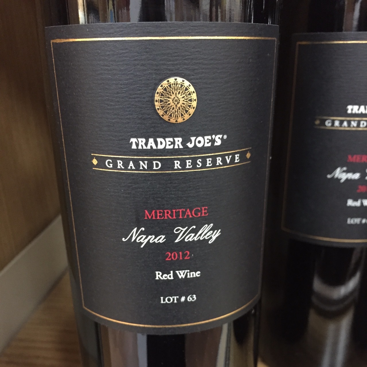 Trader Joe's Grand Reserve Meritage Lot# 63 Napa Valley Red Blend