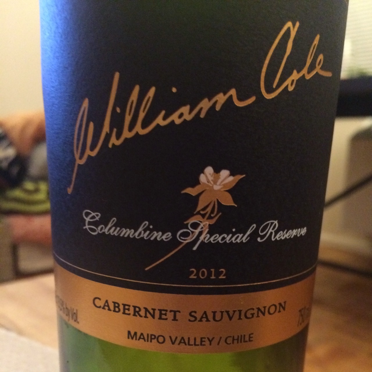 William Cole Vineyards Columbine Special Reserve Maipo Valley Cabernet ...
