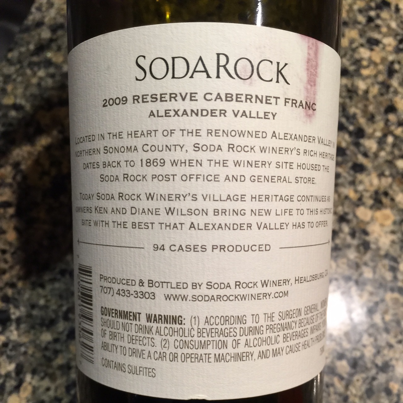 Soda Rock Winery Reserve Alexander Valley Cabernet Franc