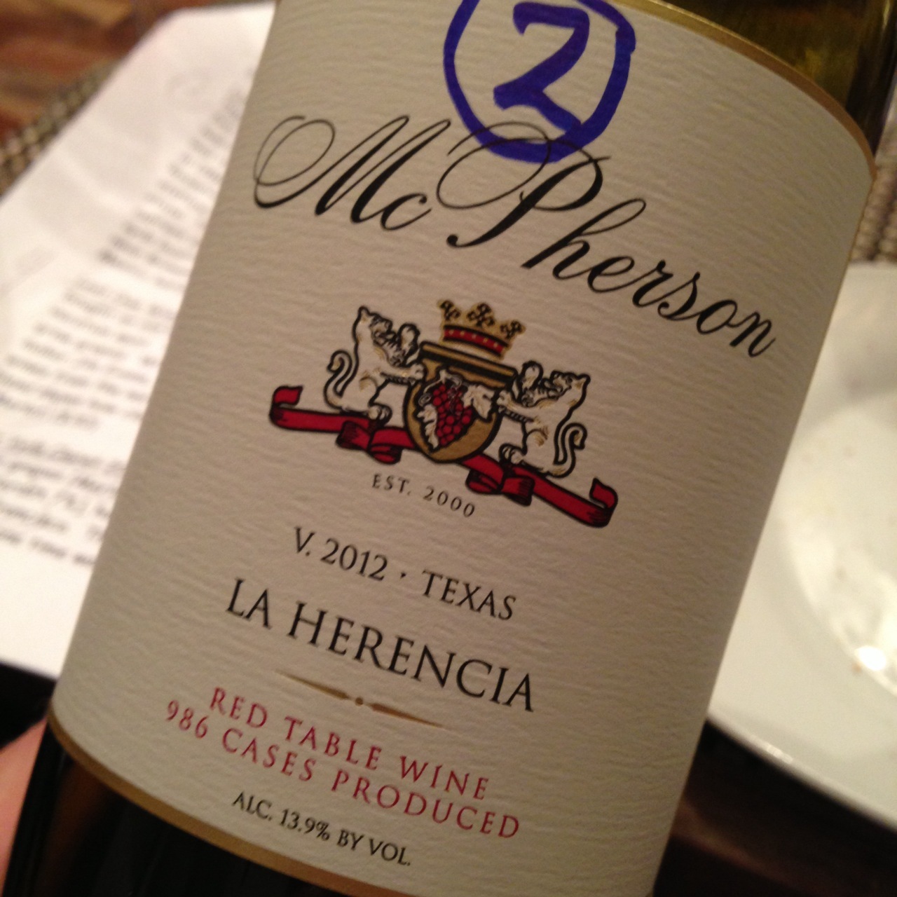Mc Pherson La Herencia Texas Red Blend