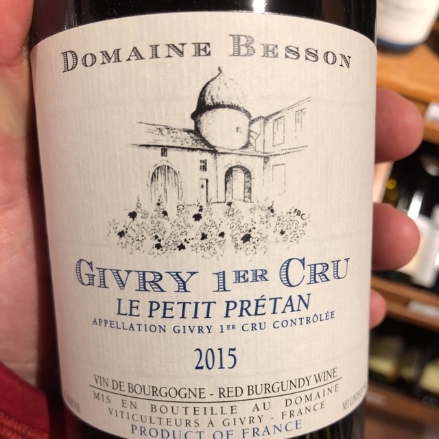 Domaine Xavier Besson Le Petit Prétan Givry 1er Cru Pinot Noir 2015 ...