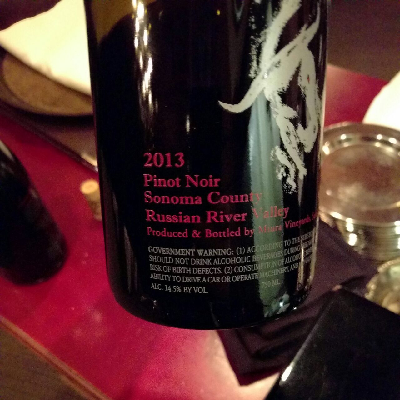 Miura Vineyards Russian River Valley Pinot Noir