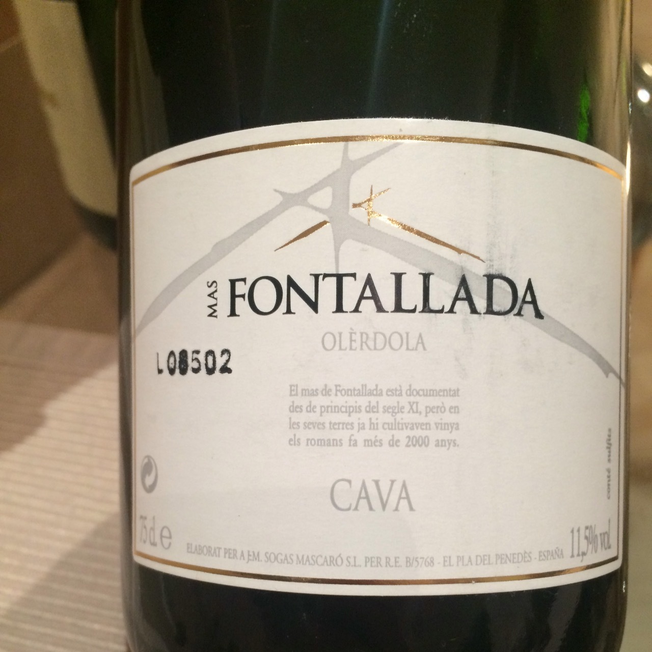 Cellers Alsina Mas Fontallada Olerdola Brut Nature Cava Blend