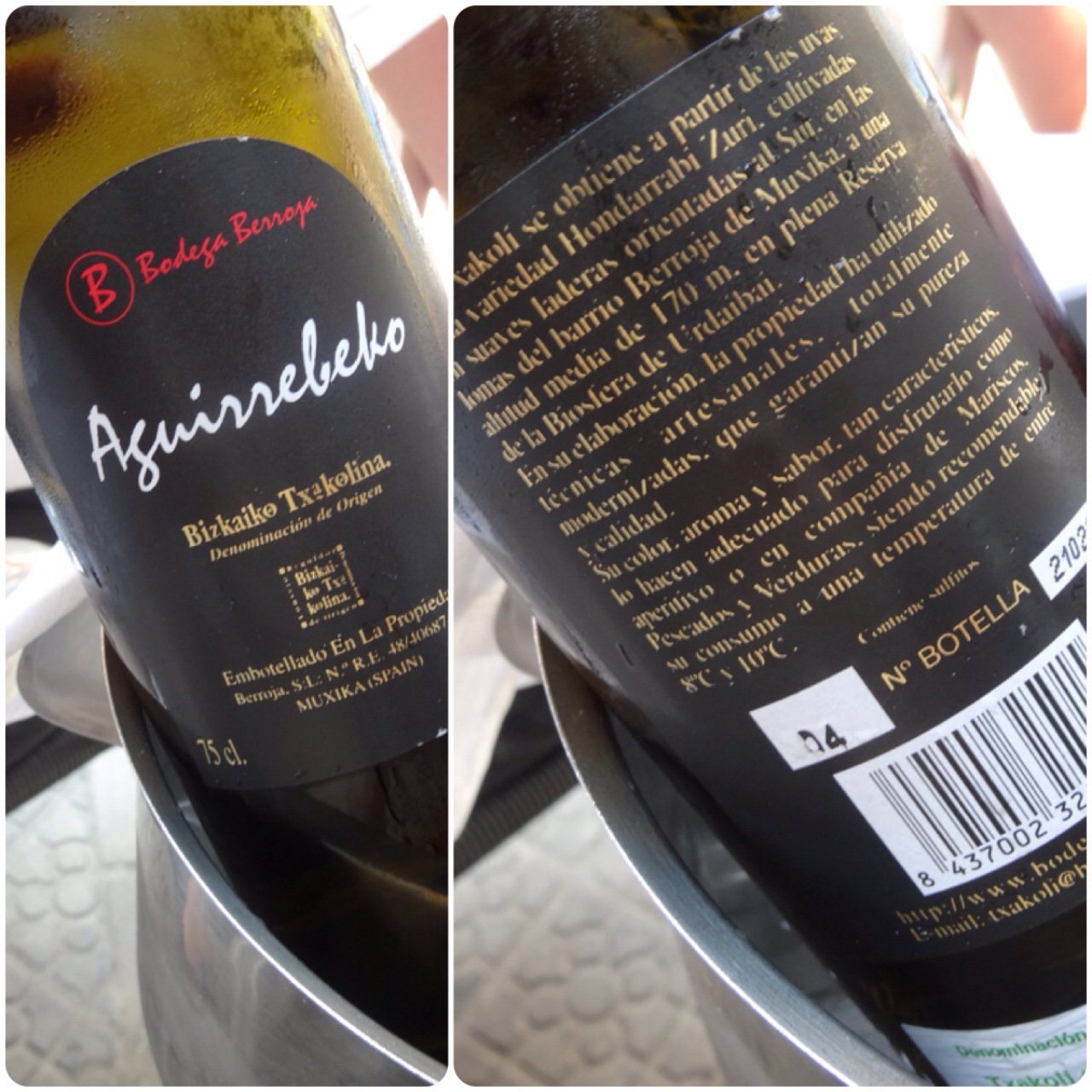 Bodega Berroja Aguirrebeko Bizkaiko Txakolina Hondarrabi Zuri Blend