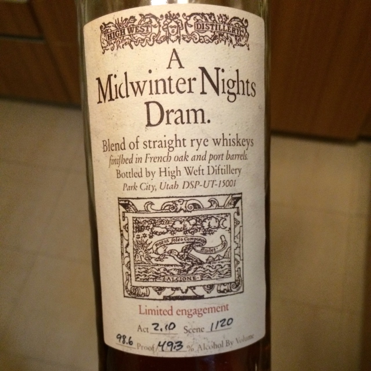 High West Distillery Midwinter Nights Dram Blend of Straight Rye Whiskeys