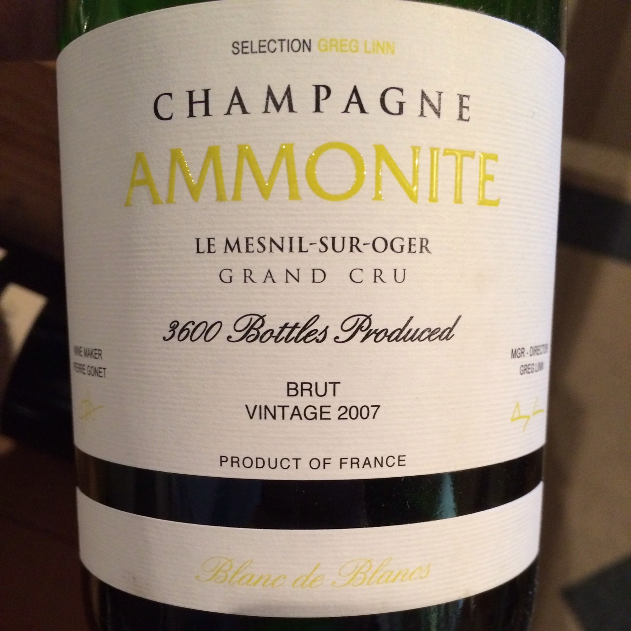 Ammonite (Greg Linn Selections) Blanc de Blancs Brut Champagne Chardonnay