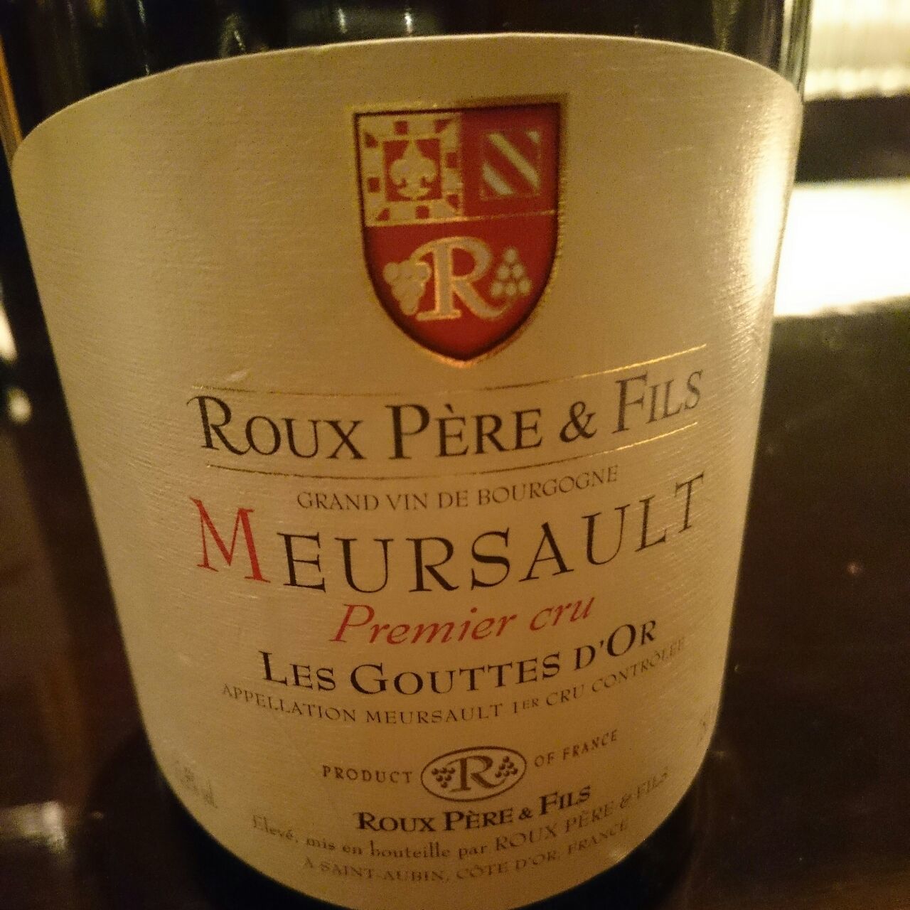 Roux Père & Fils Les Gouttes D'Or 1er Cru Meursault Chardonnay